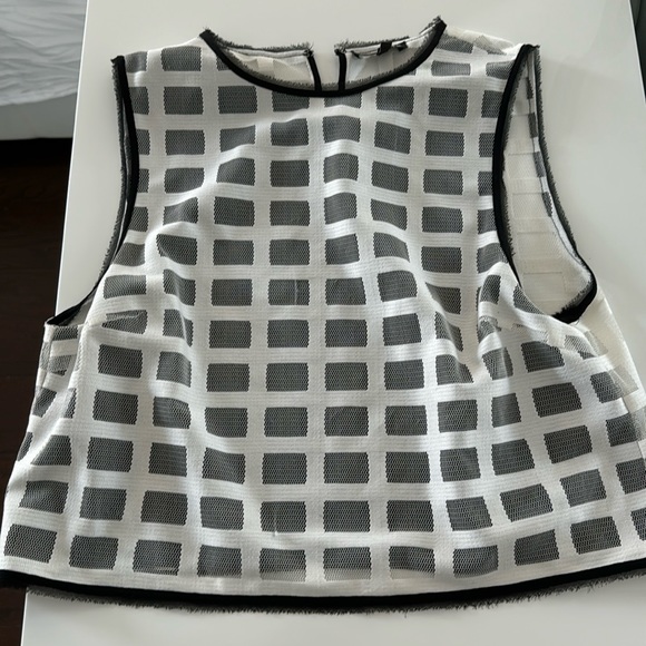 INTERMIX | Tops | Intermix White Checker Cropped Top | Poshmark